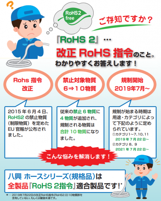 非塩ビ、RoHS、改正RoHS2対応 | 株式会社 八興 製品サイト
